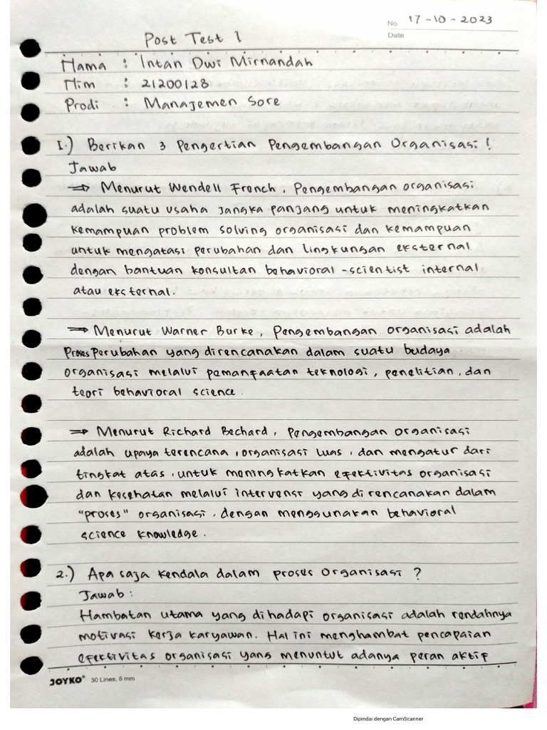 Intan Dwi Mirnandah Post Test | PDF