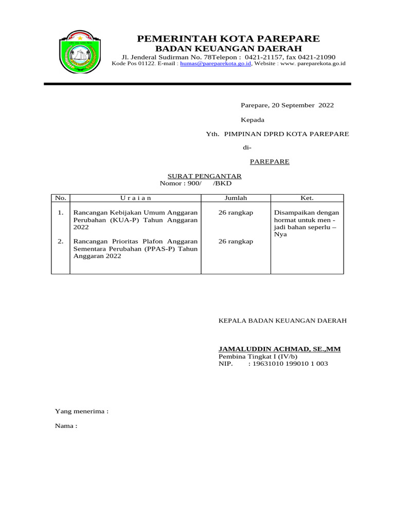 Surat Pengantar - KUA PPAS | PDF