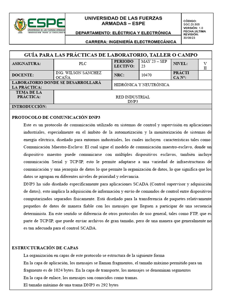 Guía Práctica: Protocolo DNP3 | PDF | Informática | Redes de computadoras