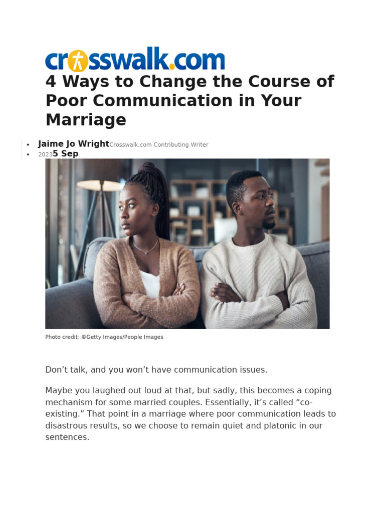 4 Ways To Change The Course of Poor Communication in Your Marriage | PDF