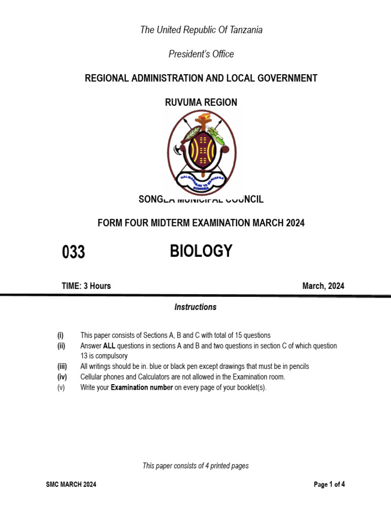 f4 Biology March 2024 | PDF | Heart | Action Potential