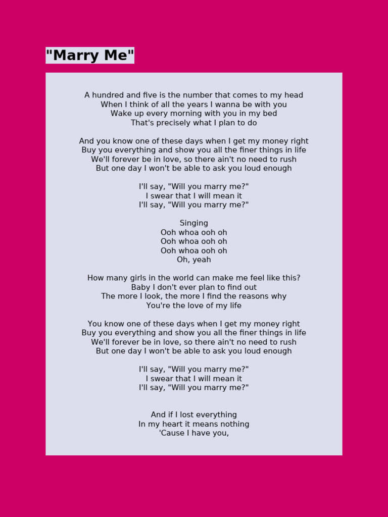 Marry Me | PDF | Poetry