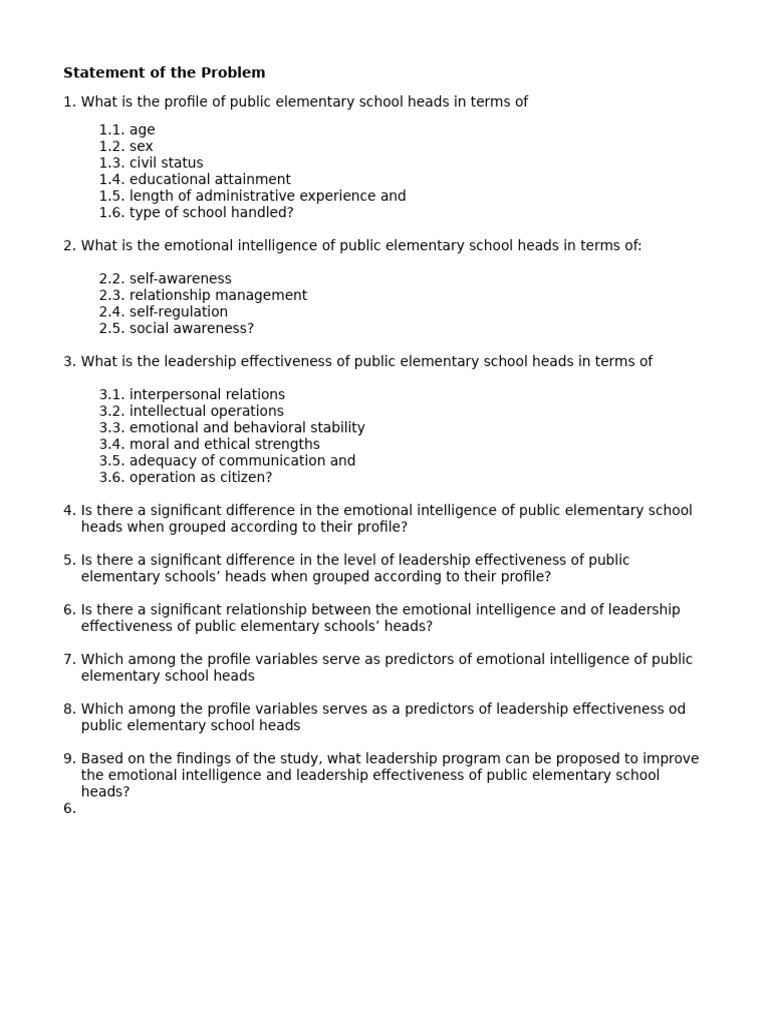 Draft of Survey Questionnaire | PDF | Leadership | Emotional Intelligence