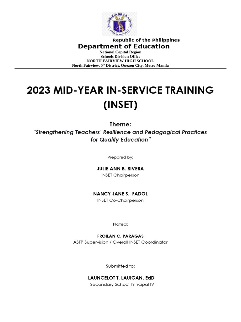Mid Year Inset 2023 Proposal (Final) | PDF | Metro Manila | Teachers