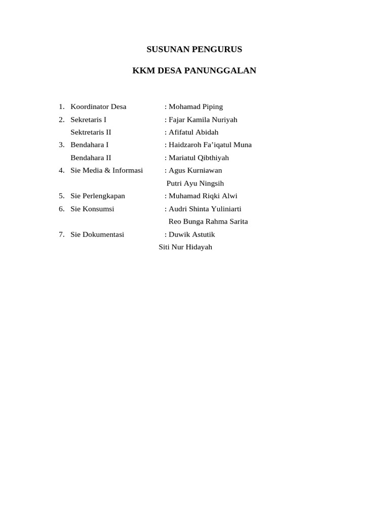 Susunan Pengurus | PDF