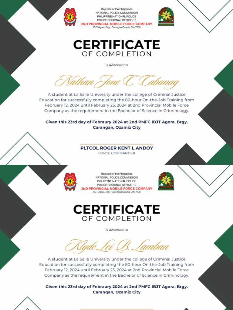 Certificate Ojt | PDF
