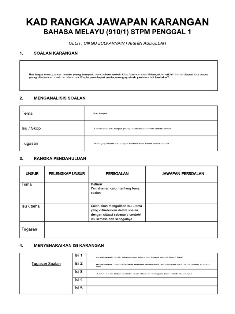 Kad Rangka Karangan STPM | PDF | Pengembangan Diri | Kesehatan Holistik