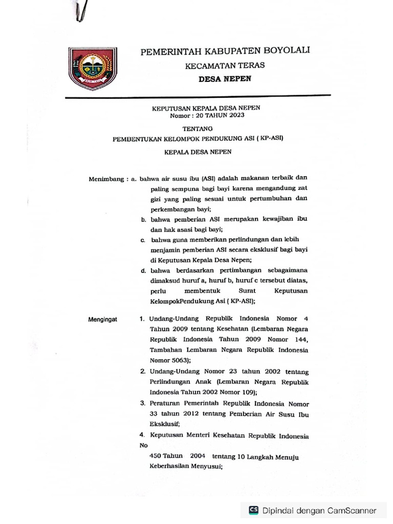 SK Pembentukan KP-ASI | PDF