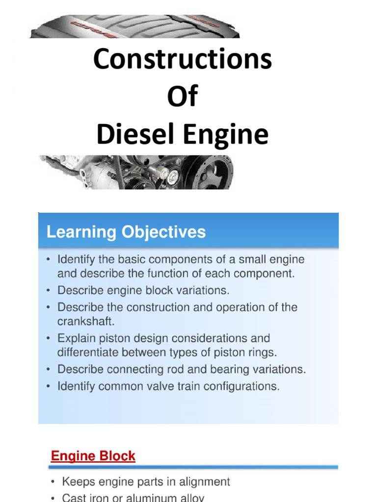 Construction of Diesel Engine (A4) | PDF