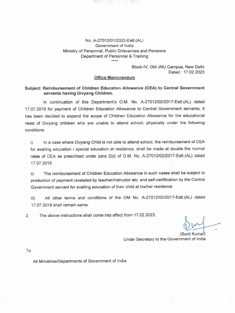 CEA Reimbursement for Divyang Children | PDF | Finance & Money Management
