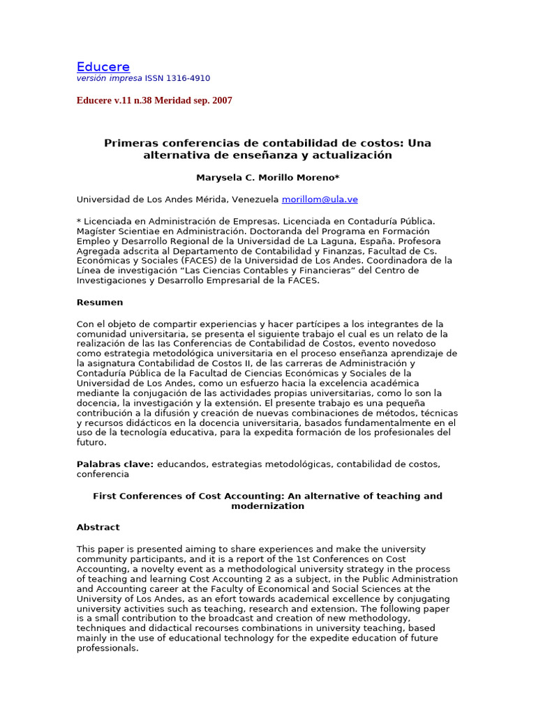 Conferencias de Contabilidad de Costos | PDF | Maestros | Aprendizaje
