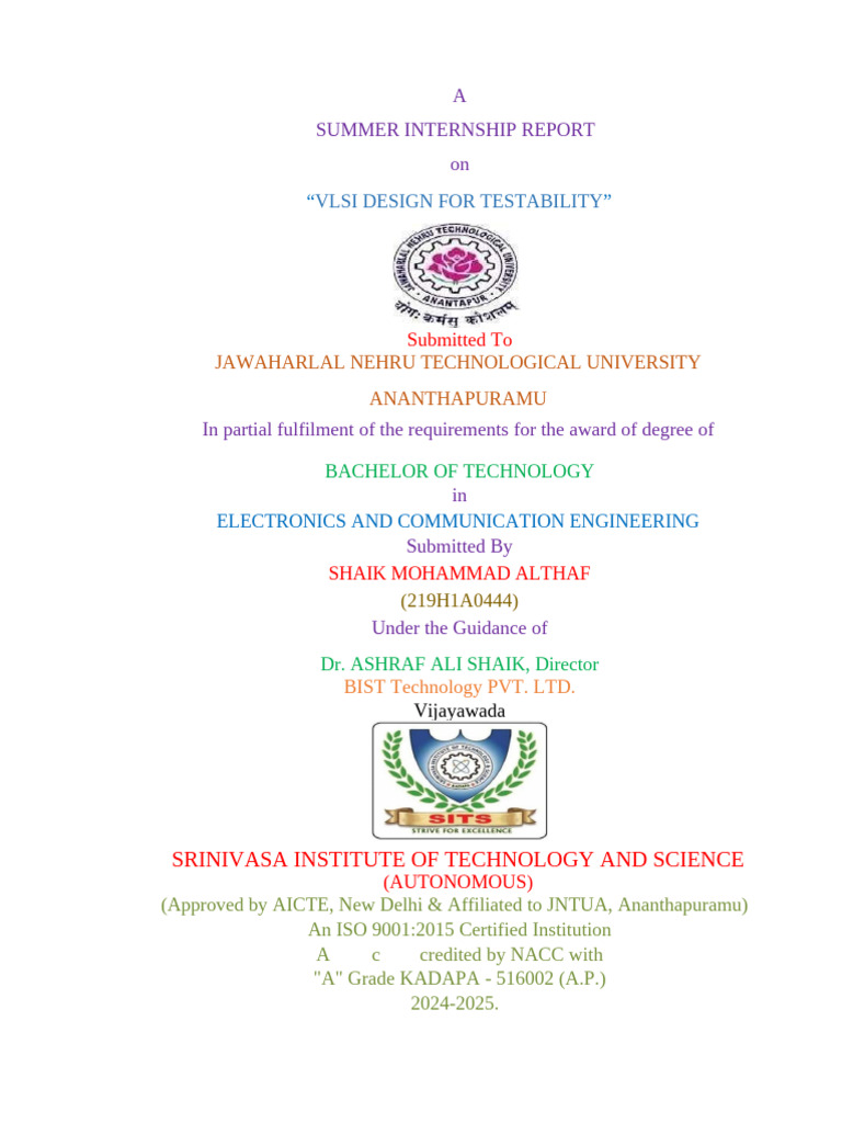 VLSI Design Internship Report | PDF