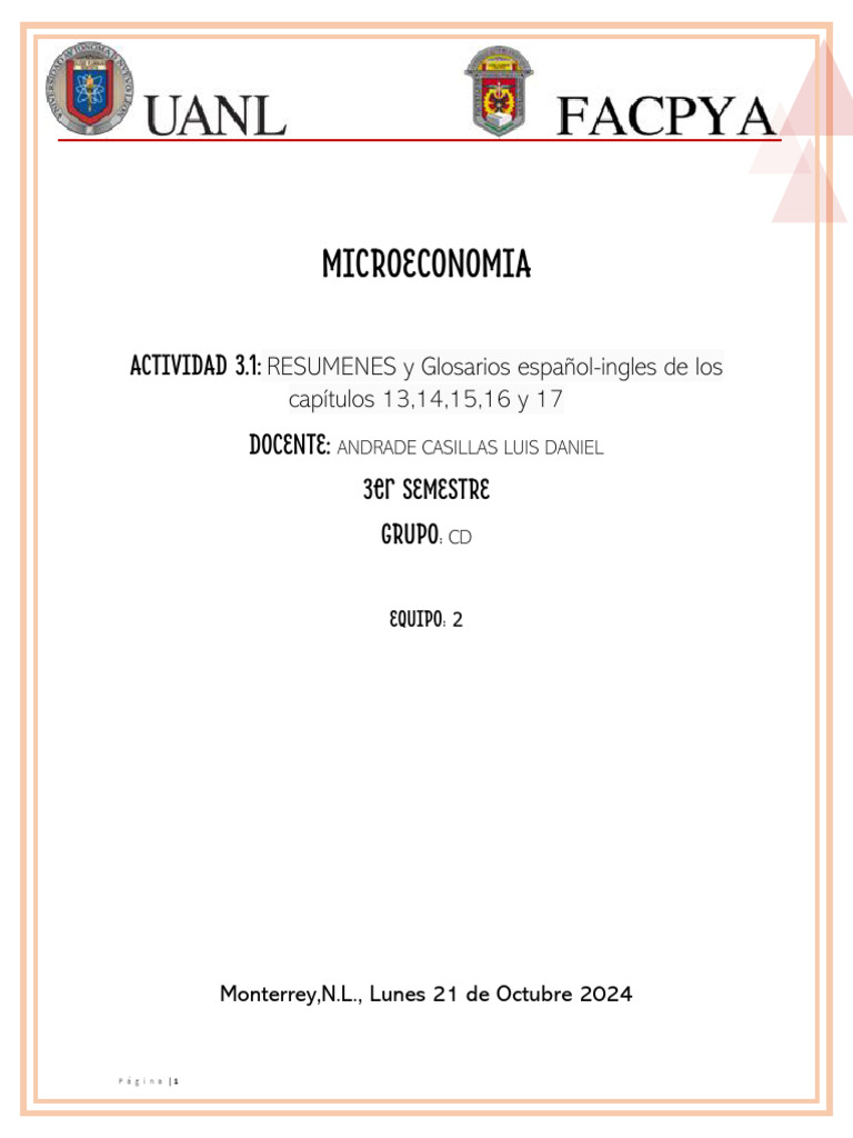 ACT3.1 RESUMENES y Glosarios - EQ 2 - MICRO | PDF | Monopolio | Mercado (economía)