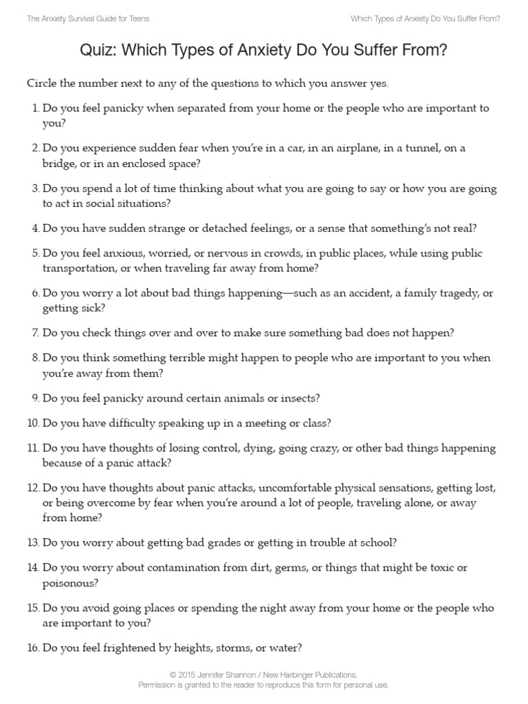 AnxietySurvivalGuideTeens Quiz | PDF | Anxiety | Panic Attack
