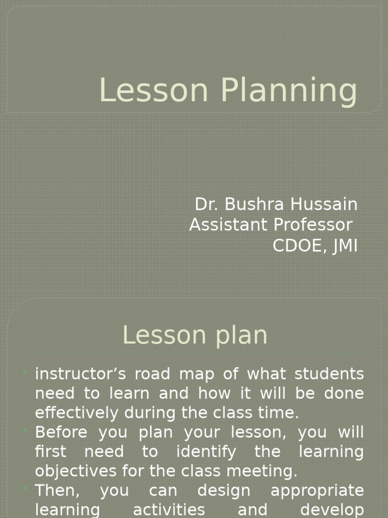 Effective Lesson Planning Guide | PDF