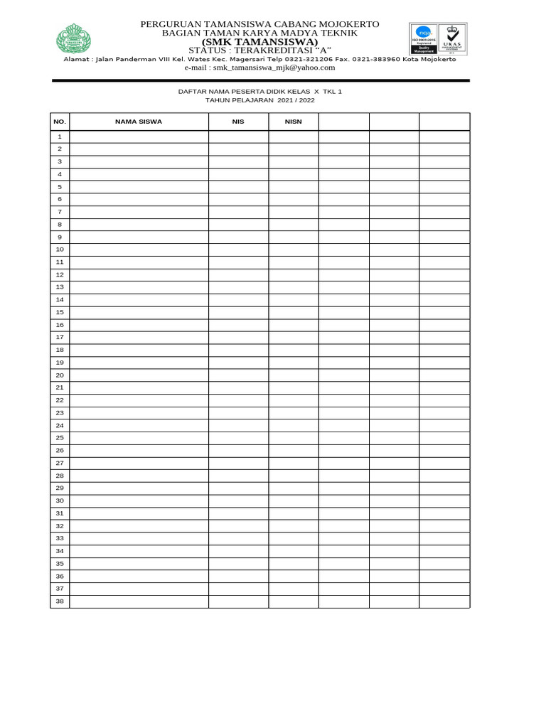 Absen 2021 2022 | PDF