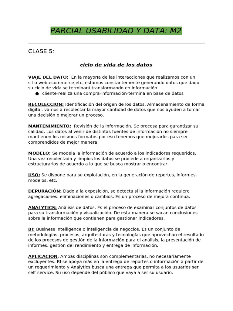 Parcial Usabilidad y Data - M2 | PDF | Análisis de los datos | Seguridad de información