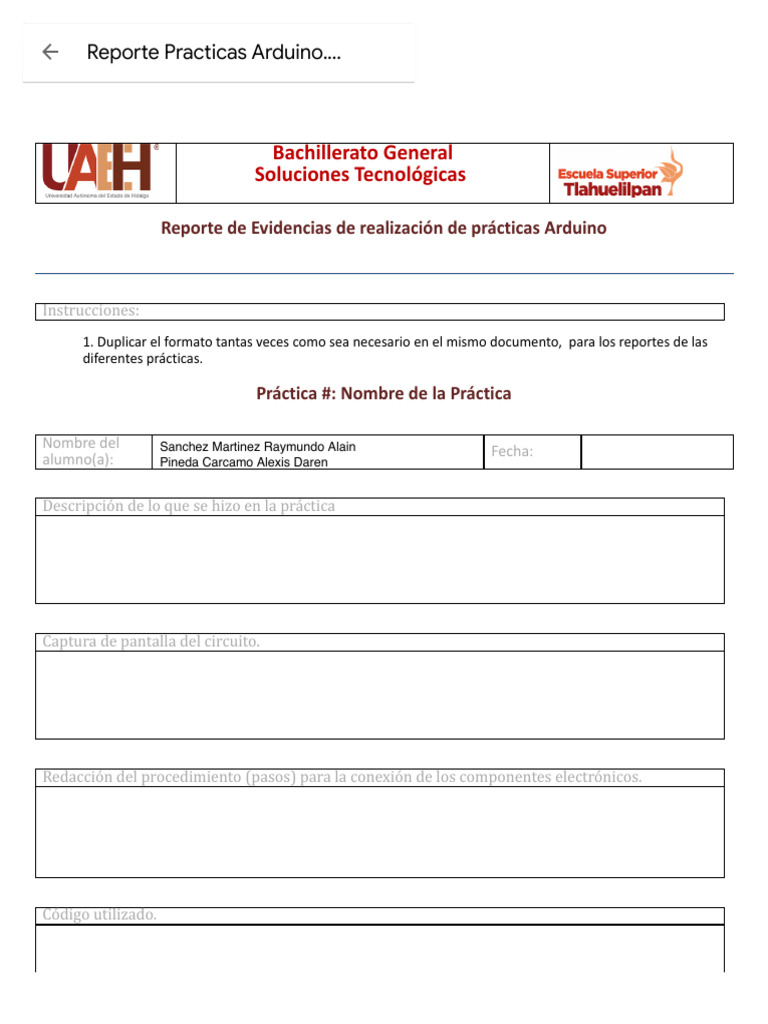 Reporte de Prácticas Arduino | PDF