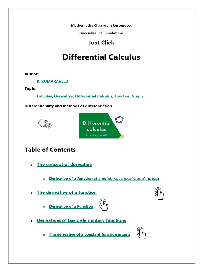 Differential Calculus ICT Simulations | PDF