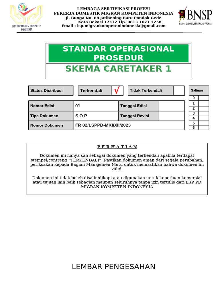 Sop Caretaker Mki | PDF
