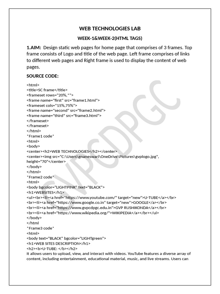 Web Technologies Lab | PDF | World Wide Web | Internet & Web