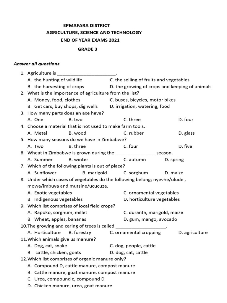 Grade 3 Agriculture Science and Ict | PDF | Vegetables | Manure