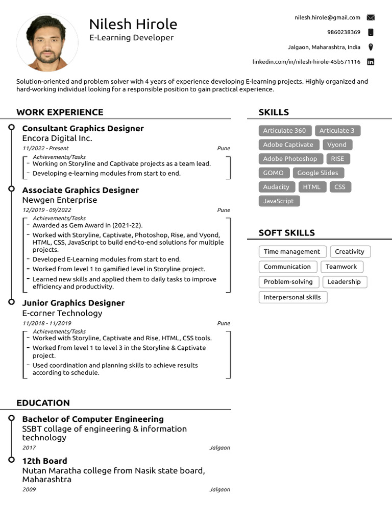 E-Learning Developer - Nilesh Hirole - Resume1 | PDF | Computing