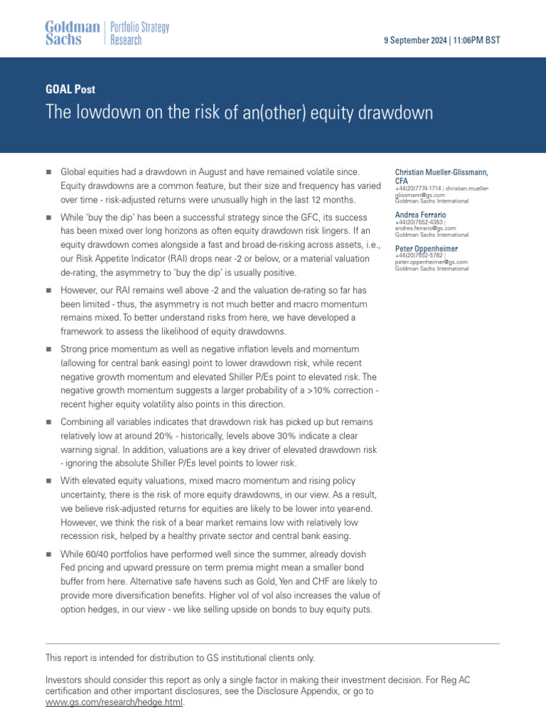GOAL Post - The Lowdown On The Risk of An (Other) Equity Drawdown | PDF ...