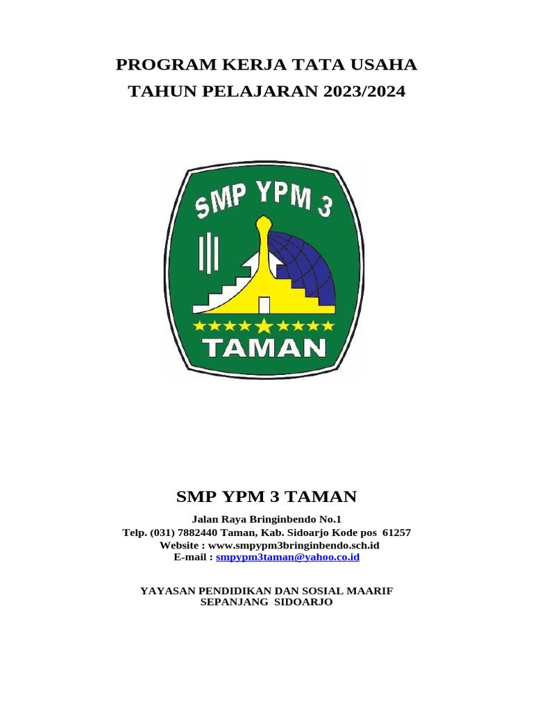 Program Kerja TU SMP YPM 3 2023/2024 | PDF | Karier & Perkembangan