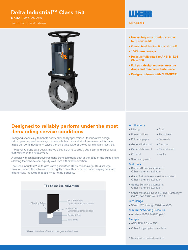 Delta Industrial Class 150 Knife Gate Valves | PDF | Materials ...