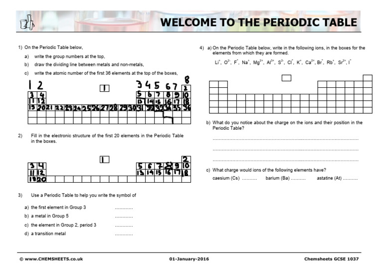 GCSE Periodic Table Exercises | PDF | Periodic Table | Ion