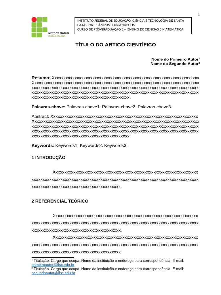 5.4 Template Artigo Científico | PDF | Academia | Science