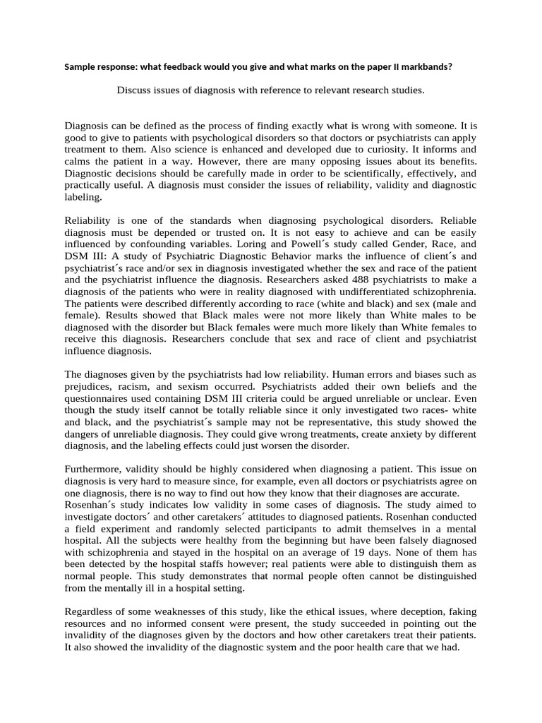 Issues in Psychological Diagnosis | PDF | Mental Disorder | Psychiatry