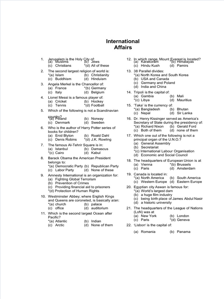 International Affairs MCQS by M Imtiaz Shahid | PDF | Currency