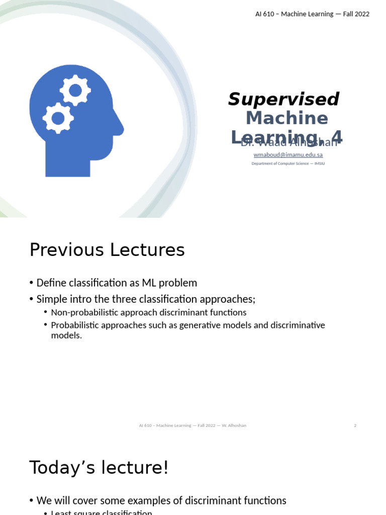07 Supervised Machine Learning | PDF | Least Squares | Machine Learning