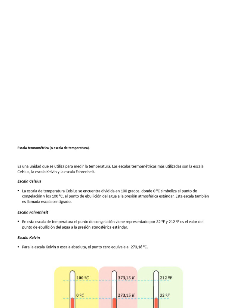 Escala Termómetrica | PDF | Celsius | Fahrenheit