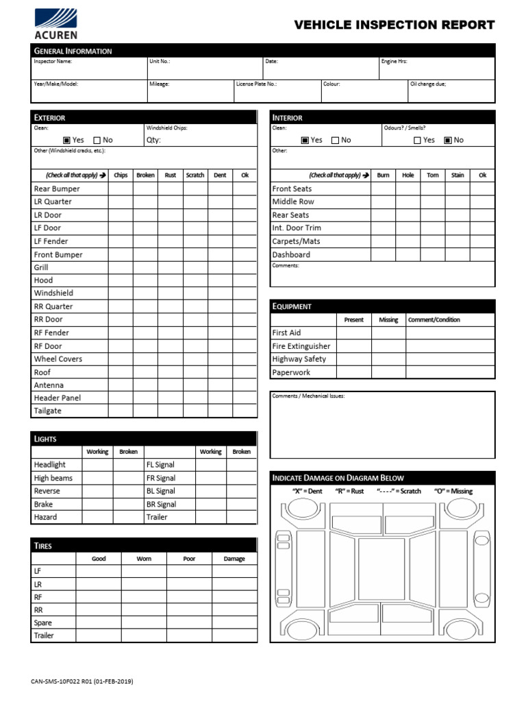 Vehicle Inspection Checklist | PDF | Vehicles | Automotive Industry