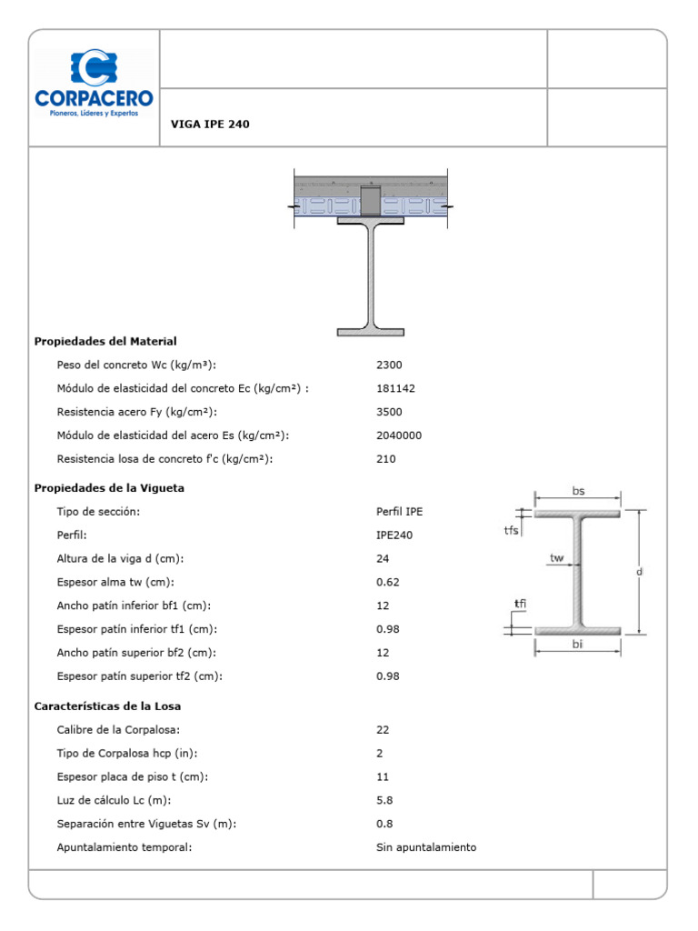 Chequeo Viga Ipe 240 | PDF | Materiales | Mecánica