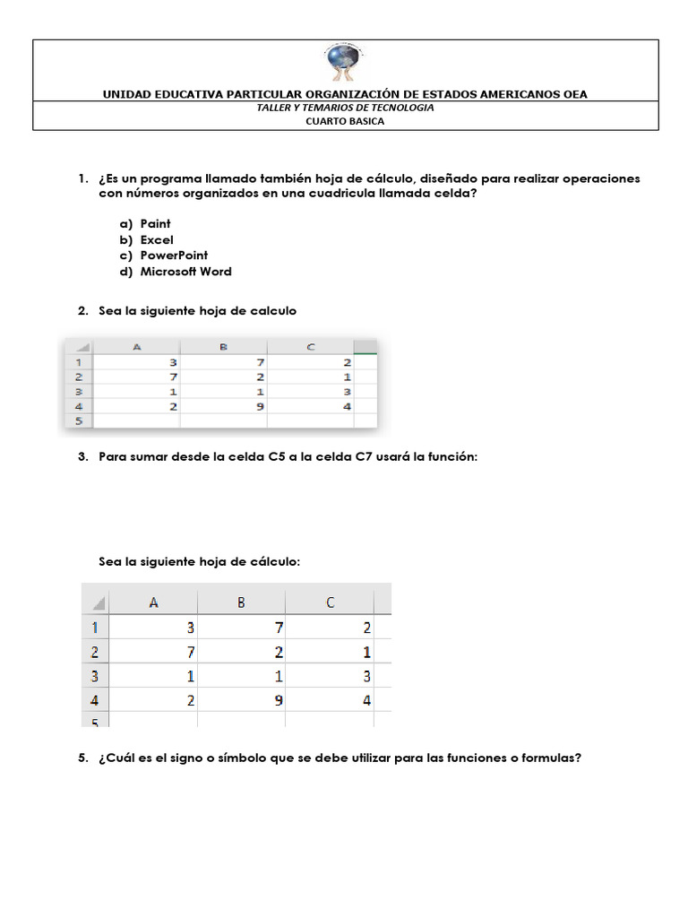 4to Basico CUEST 2024 | PDF | Hoja de cálculo | Microsoft Excel