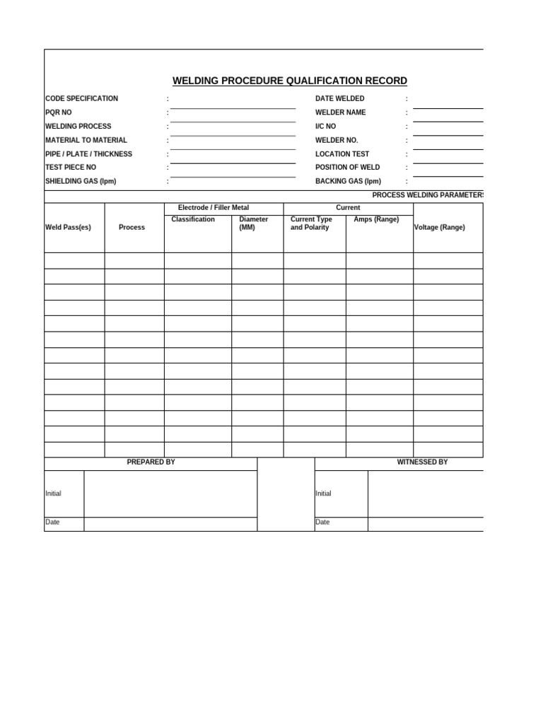 WPQR Form | PDF