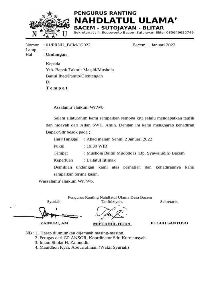 PENGURUS RANTING-Ijtimak01 | PDF