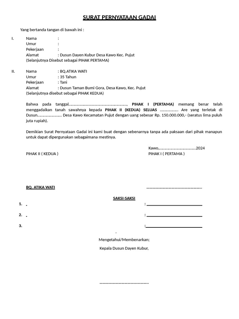 Yang Bertanda Tangan Di Bawah Ini | PDF