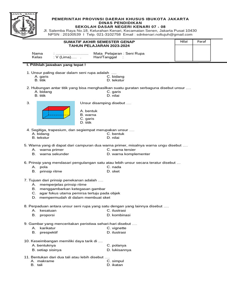 Soal SAS Seni Rupa | PDF