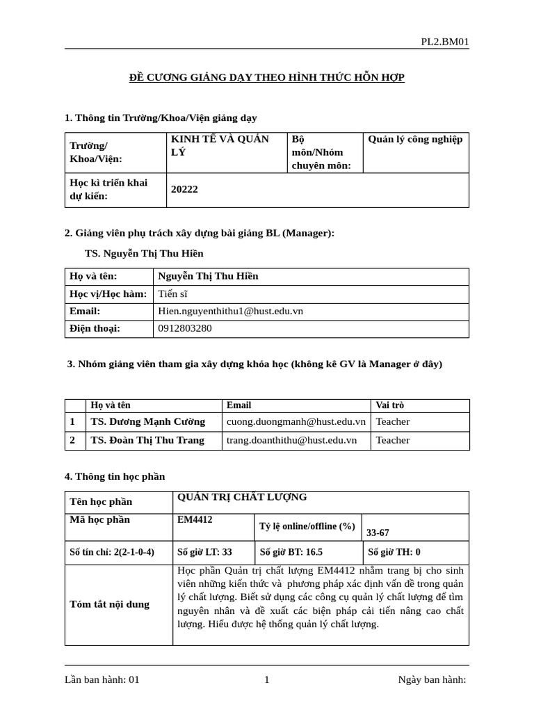 EM4412. de Cuong QTCL Blearning | PDF