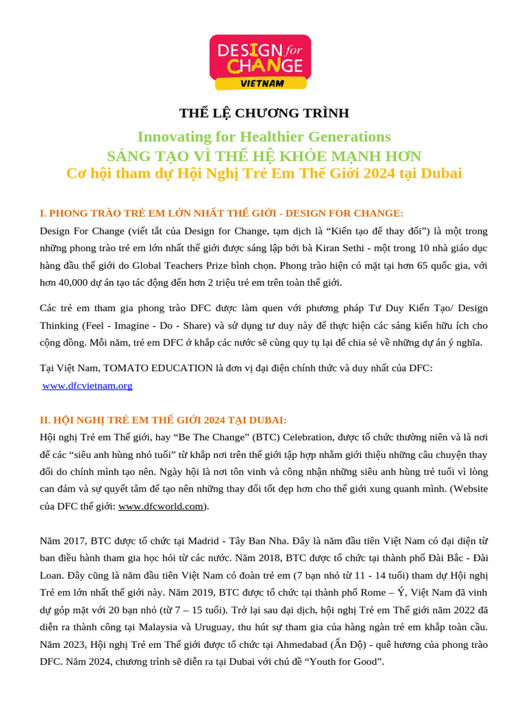 THỂ LỆ CHƯƠNG TRÌNH - DFC 2024 | PDF