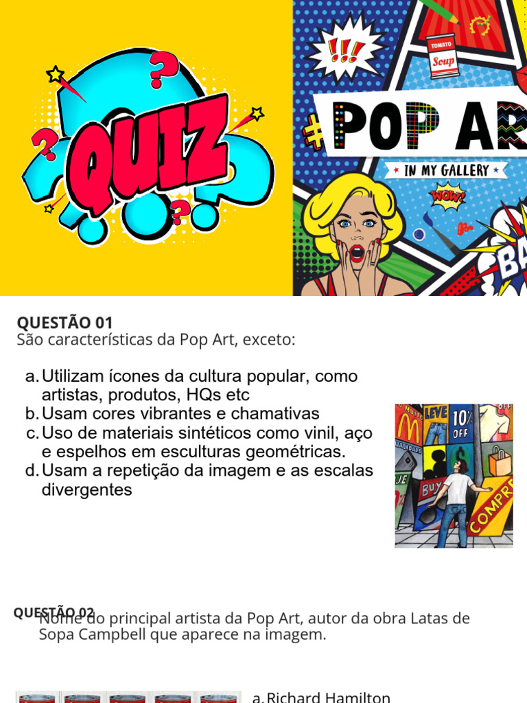 Questões sobre Pop Art para 9º Ano | PDF