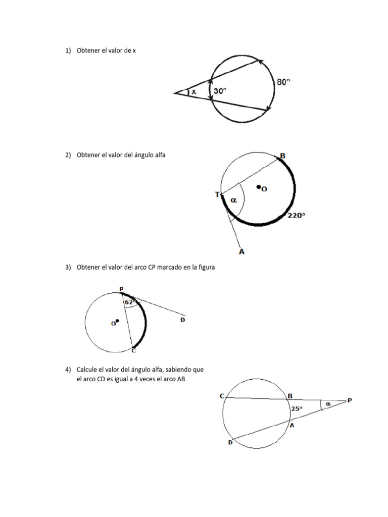 Ejercicios - Ngulos en La Circunferencia | PDF | Hogar, jardinería y bricolaje | Ciencia y ...
