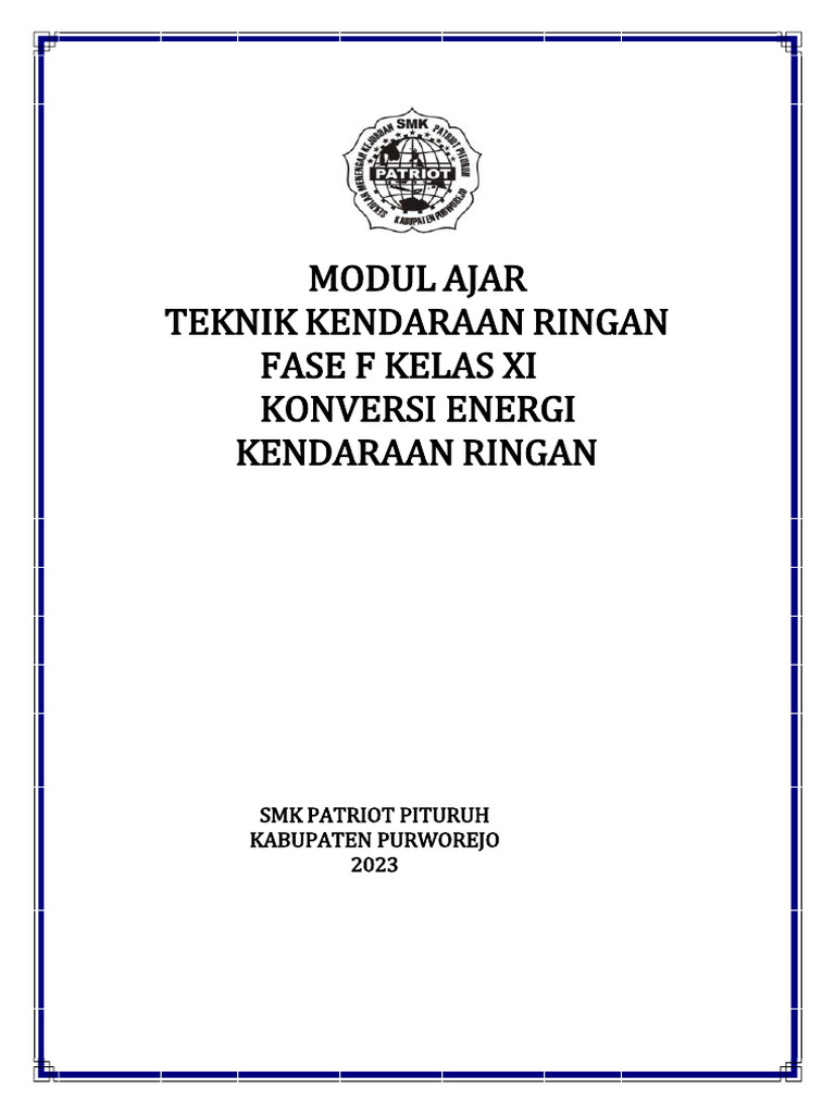 Modul Ajar Konsentrasi Keahlian TKR Fase F | PDF