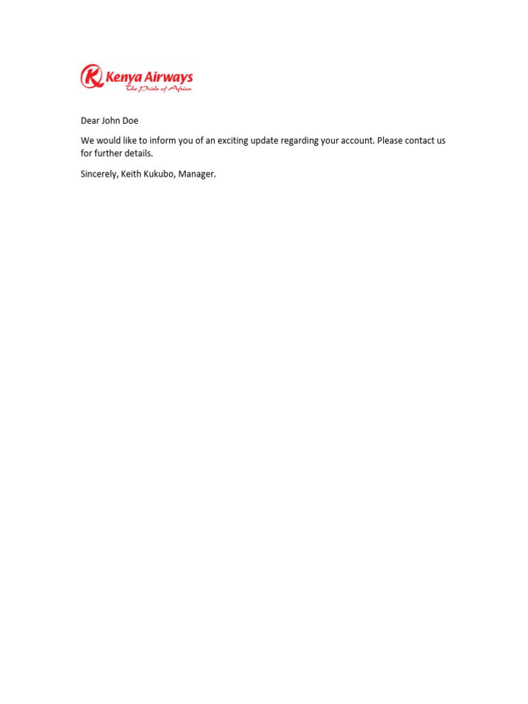 Account Update Notification Letter | PDF