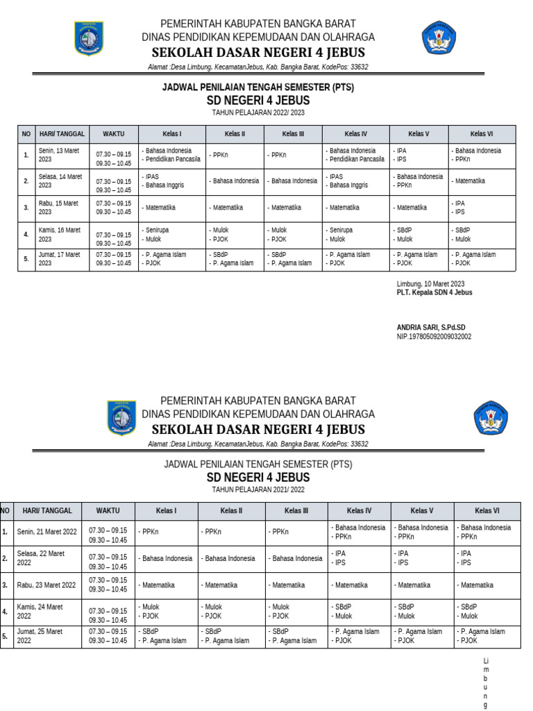 Jadwal PAS | PDF